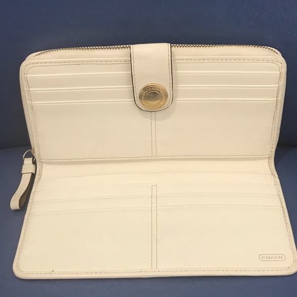 Coach | Bags | Coach Browncream Signature Canvasleather Wallet | Poshmark